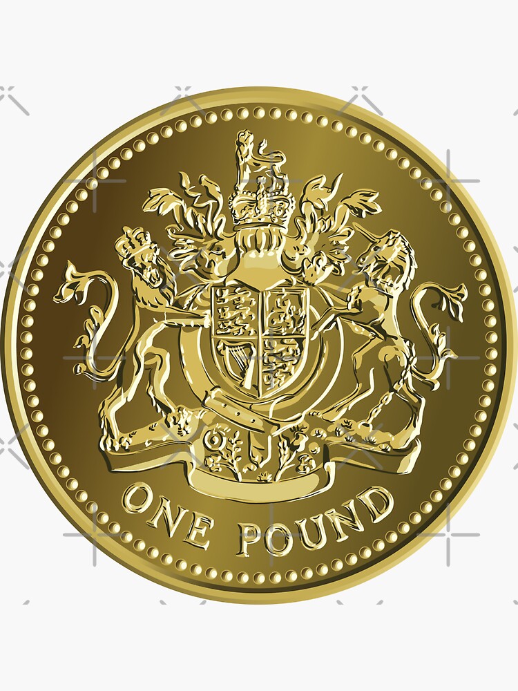 "British money gold coin one pound" Sticker for Sale by kavalenkava ...