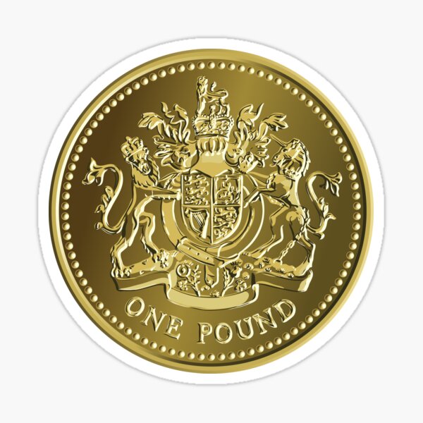 "British money gold coin one pound" Sticker for Sale by kavalenkava ...
