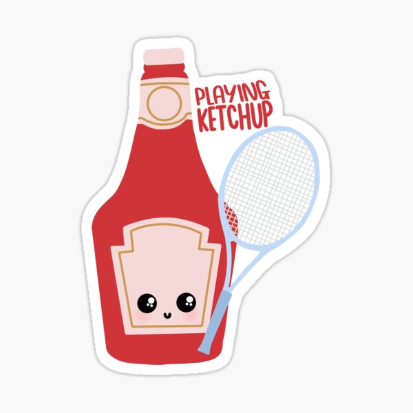 "Playing Ketchup - Tomato Ketchup Bottle - Food Pun" Sticker for Sale ...