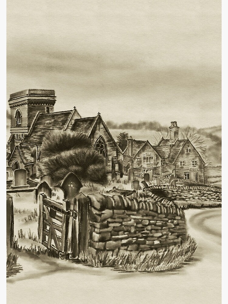 "Snowshill, The Cotswolds, England, Pencil Drawing" Spiral Notebook by ...