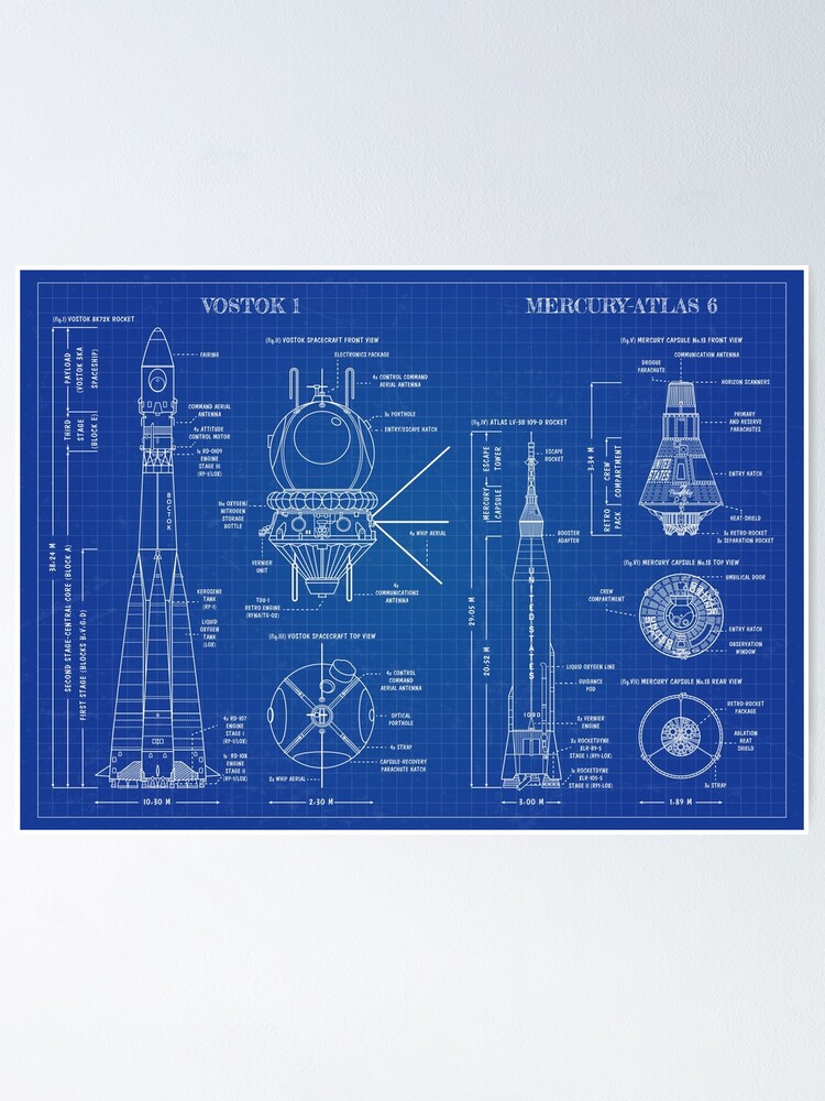 "Vostok Program vs Mercury Program (Blueprint-English)" Poster von ...