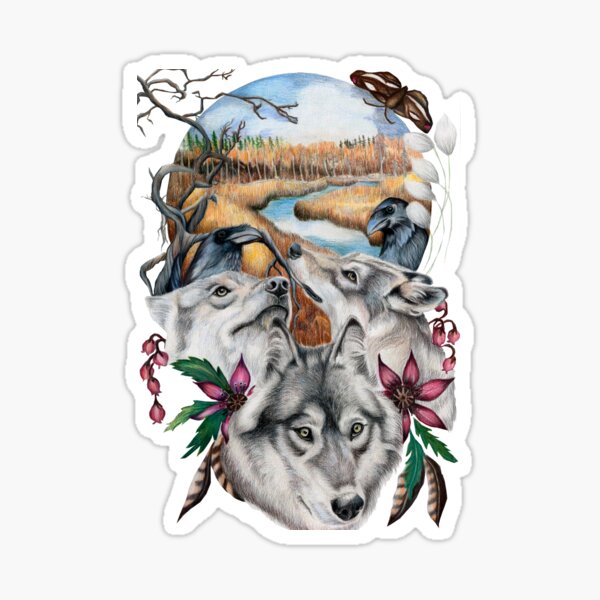 "Walkers of Wilderness" Sticker for Sale by MariJuutiArt | Redbubble
