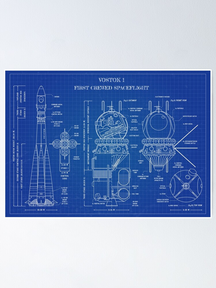 Póster «Vostok 1: First Crewed Spaceflight (Blueprint)» de BGALAXY ...