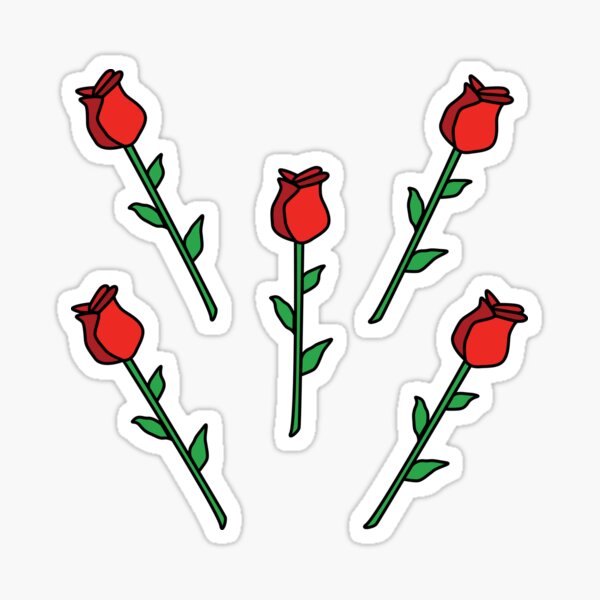 "Cute Valentine Red Rose Sticker Pack" Sticker by DanandDee | Redbubble