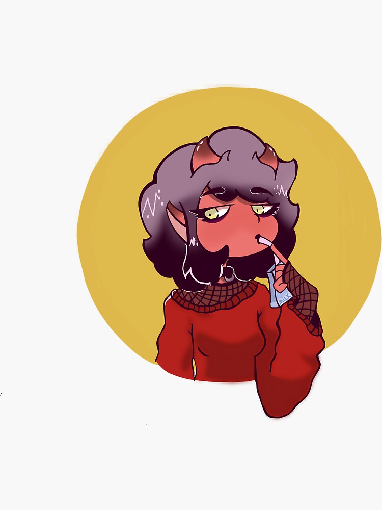 "demon girl drinking juice box" Sticker by DoodleNoodle03 | Redbubble