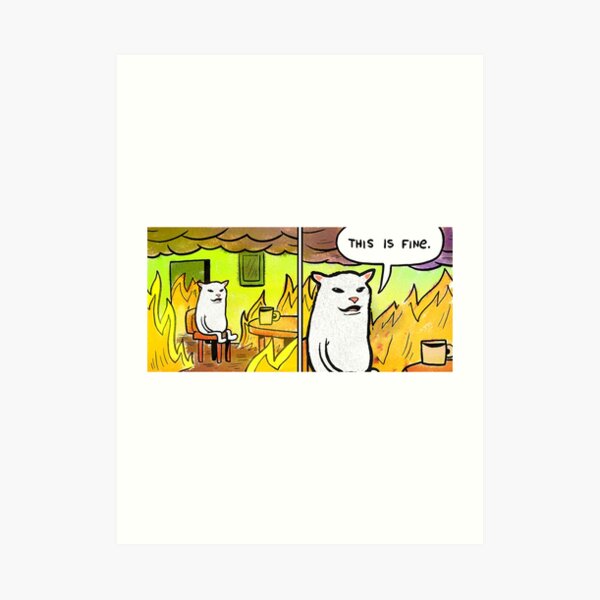 "This is fine burning cat meme" Art Print for Sale by PaletteDesigns ...