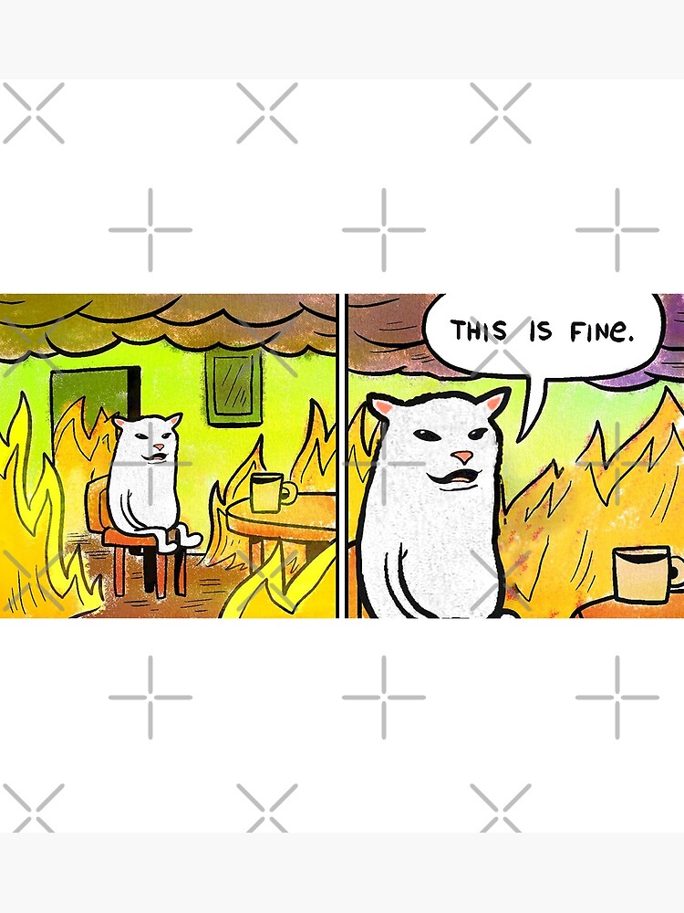 "This is fine burning cat meme" Art Print for Sale by PaletteDesigns ...