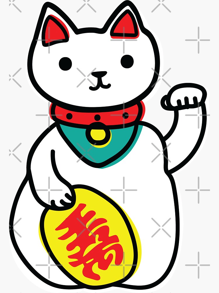 "illustrated good luck cat" Sticker for Sale by anniekazamie | Redbubble