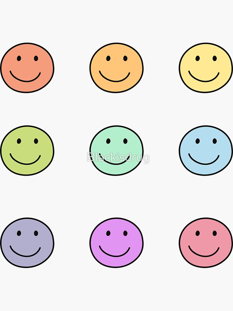 "Pastel Smiley Face Sticker" Sticker for Sale by Blackisdrug | Redbubble