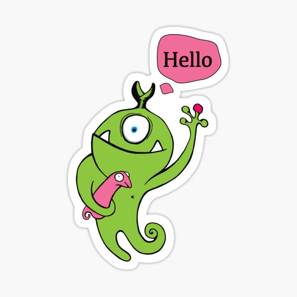 "Cute Alien saying hello." Sticker for Sale by BIGMAMASTUDIO | Redbubble