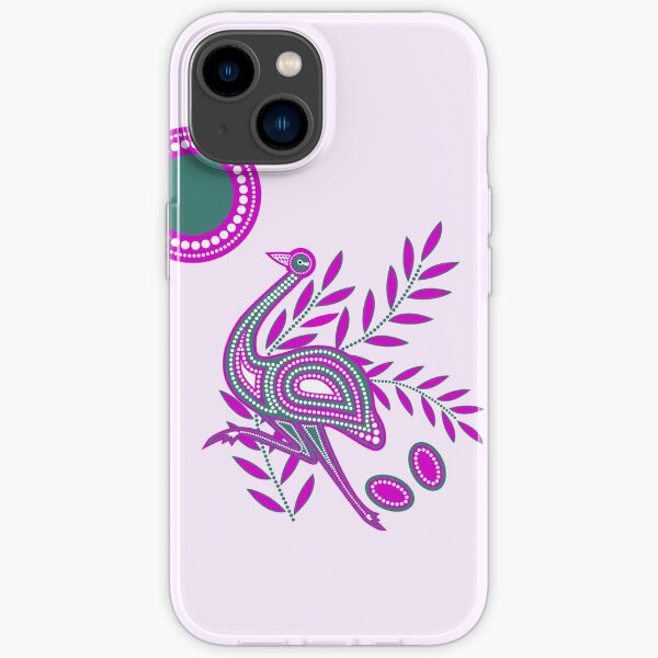 "Emu Aboriginal Dots Painting Tribal Art in Pink-Green" iPhone Case for ...
