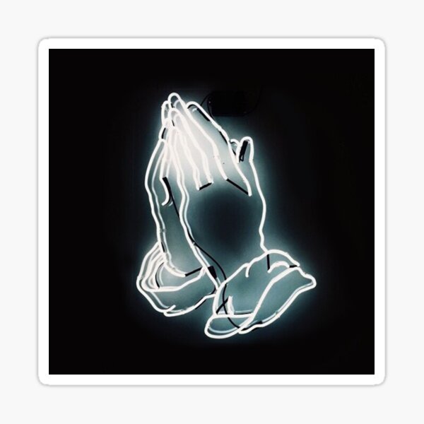 "Drake 6 Praying Hands Neon Six" Sticker for Sale by nathsnowy | Redbubble