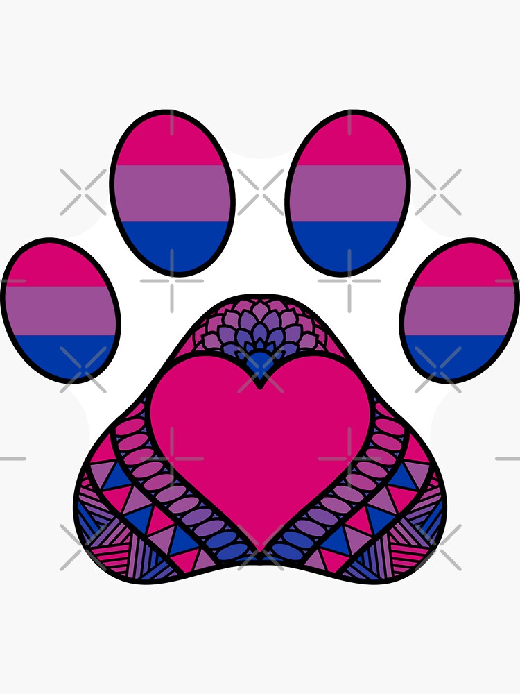 "Paw Print Mandala - Bisexual Pride" Sticker by ElfieDesigns | Redbubble