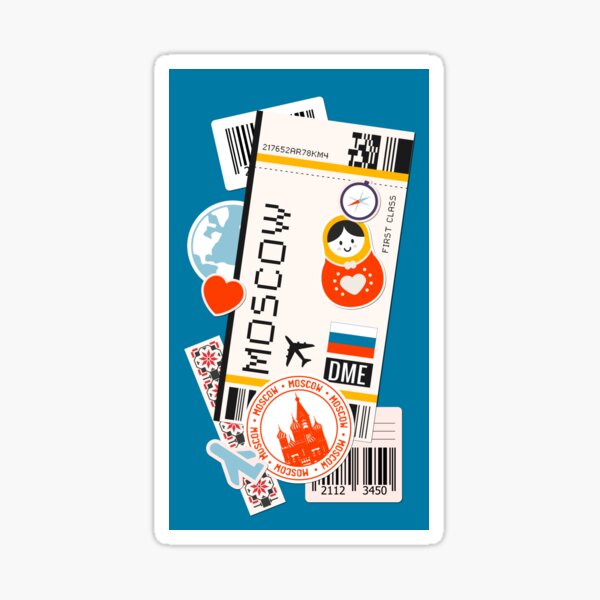 "Boarding pass Moscow " Sticker for Sale by Freeshstyle | Redbubble