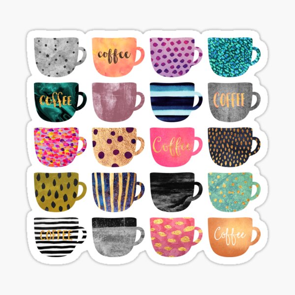 "Pretty Coffee Cups" Sticker for Sale by foto-ella | Redbubble