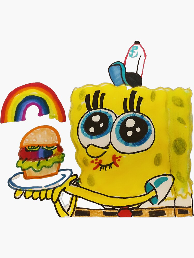 "Spongebob Hand Drawn Art " Sticker for Sale by tfinley1989 | Redbubble