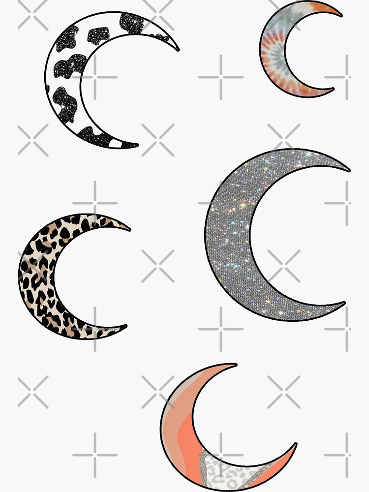 "Trendy Patterns Moon Sticker Pack " Sticker for Sale by stickersby ...