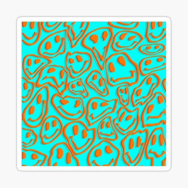 "teal and orange distorted smiley" Sticker for Sale by rileysauter16 ...
