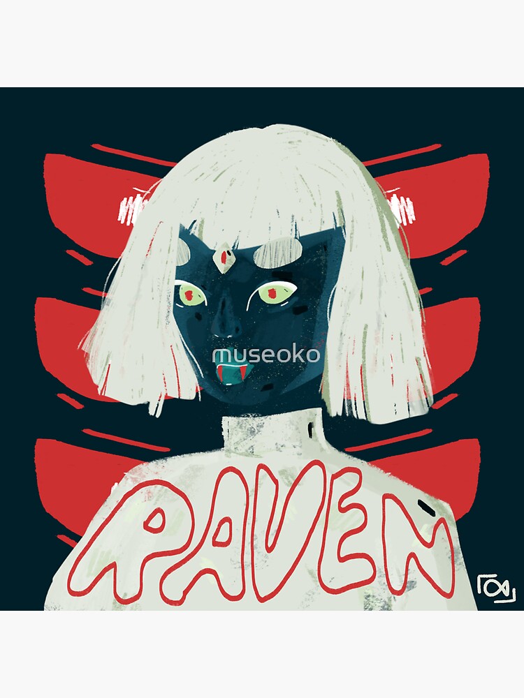 "raven (demon vr.)" Sticker by museoko | Redbubble