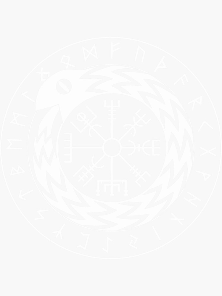 "Norse Mythology Jormungandr Vegvisir with Runes Hoodie" Sticker for ...