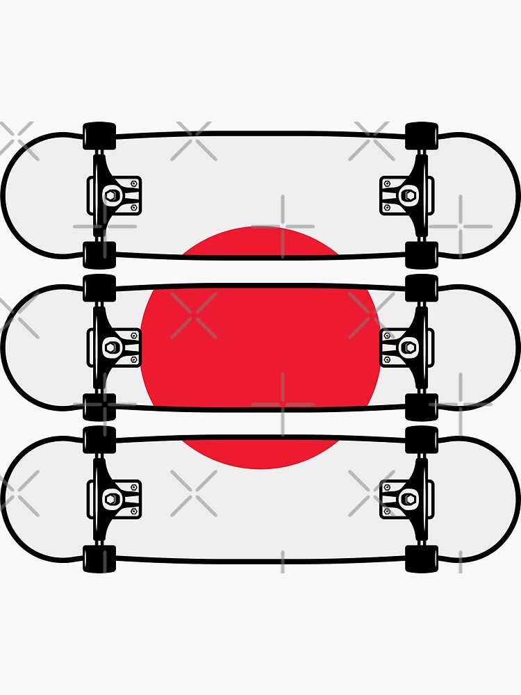"Skateboards with Japanese Japan Flag" Sticker for Sale by garykaz ...