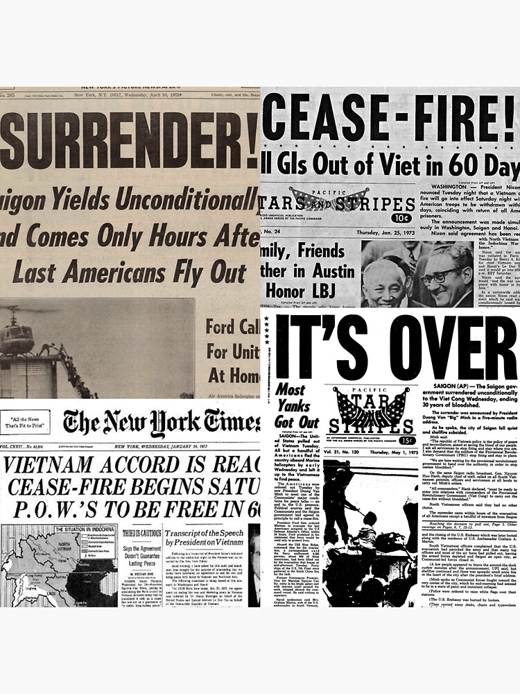 "End of the Vietnam War - Newspaper Collage" Sticker for Sale by ...