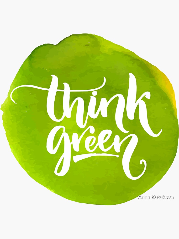 "Think green" Sticker by annakutukova | Redbubble