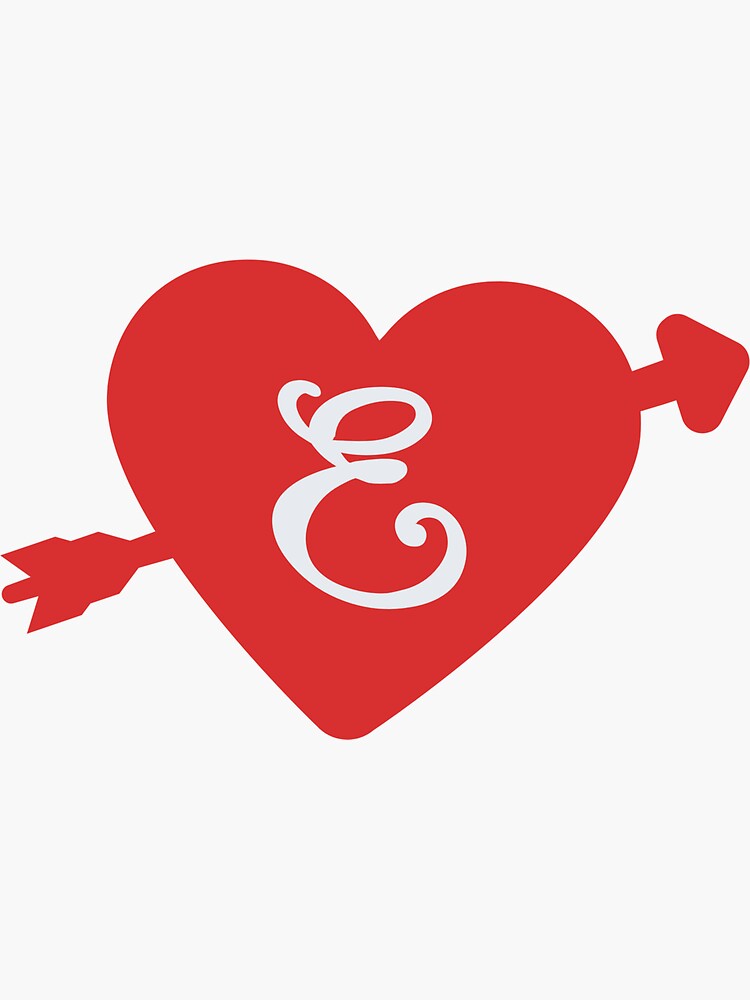 Pegatina «Corazón rojo con la letra E» de shihaams | Redbubble