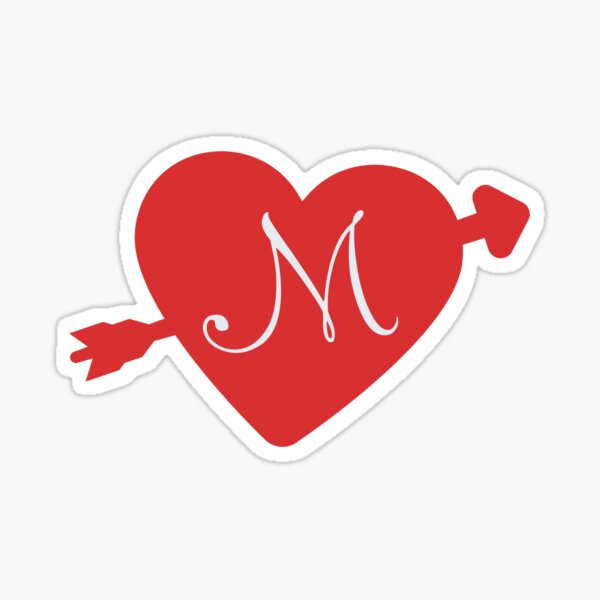 "Red Heart With Letter M" Sticker for Sale by shihaams | Redbubble