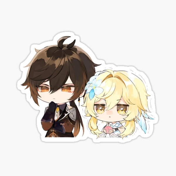 "Genshin Impact Chibi Zhongli and Lumine" Sticker for Sale by ...