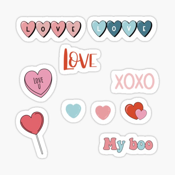 "Love hearts valentine pack" Sticker for Sale by Inspiredbydavie ...