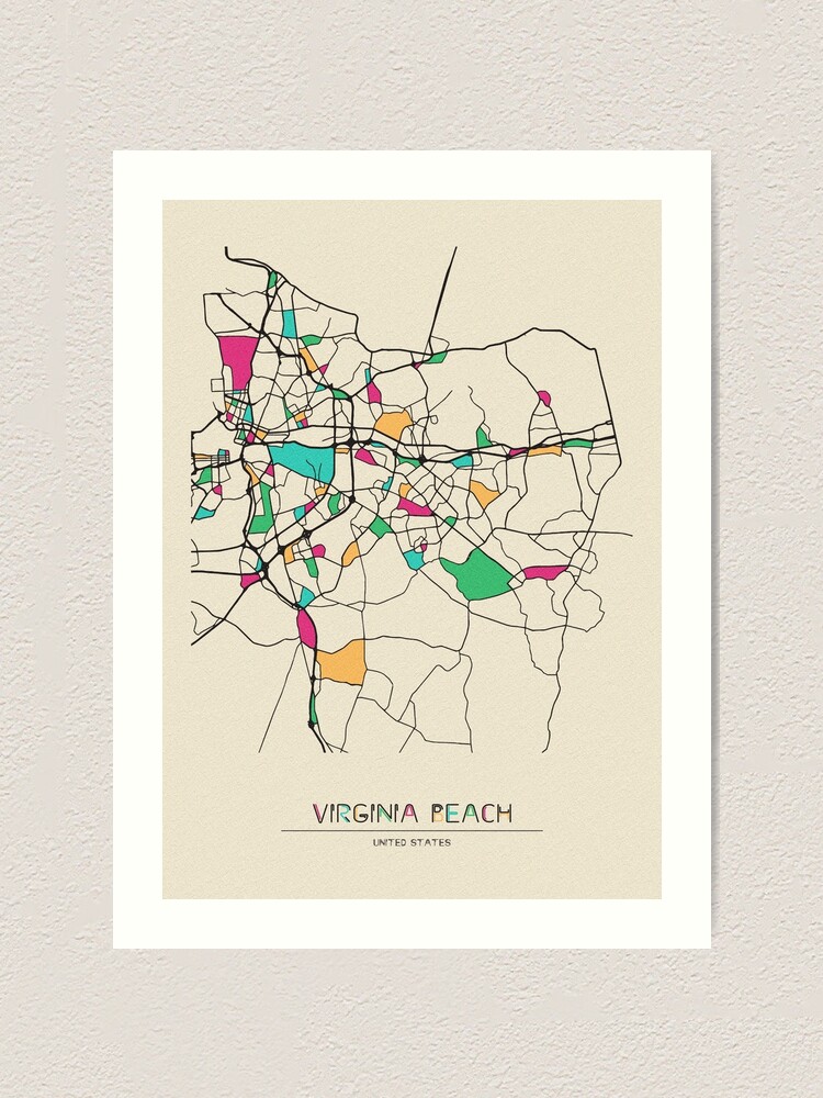 "Virginia Beach, Virginia Street Map" Art Print for Sale by geekmywall ...