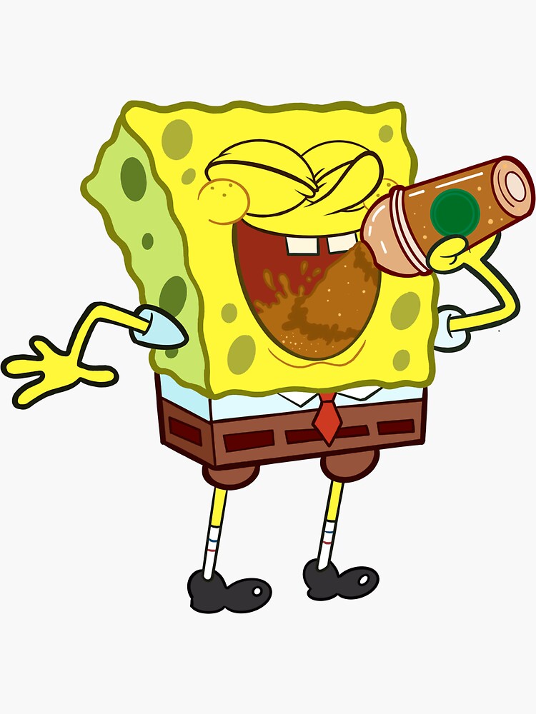 "Spongebob drinks coffee" Sticker by -Projectmoon- | Redbubble