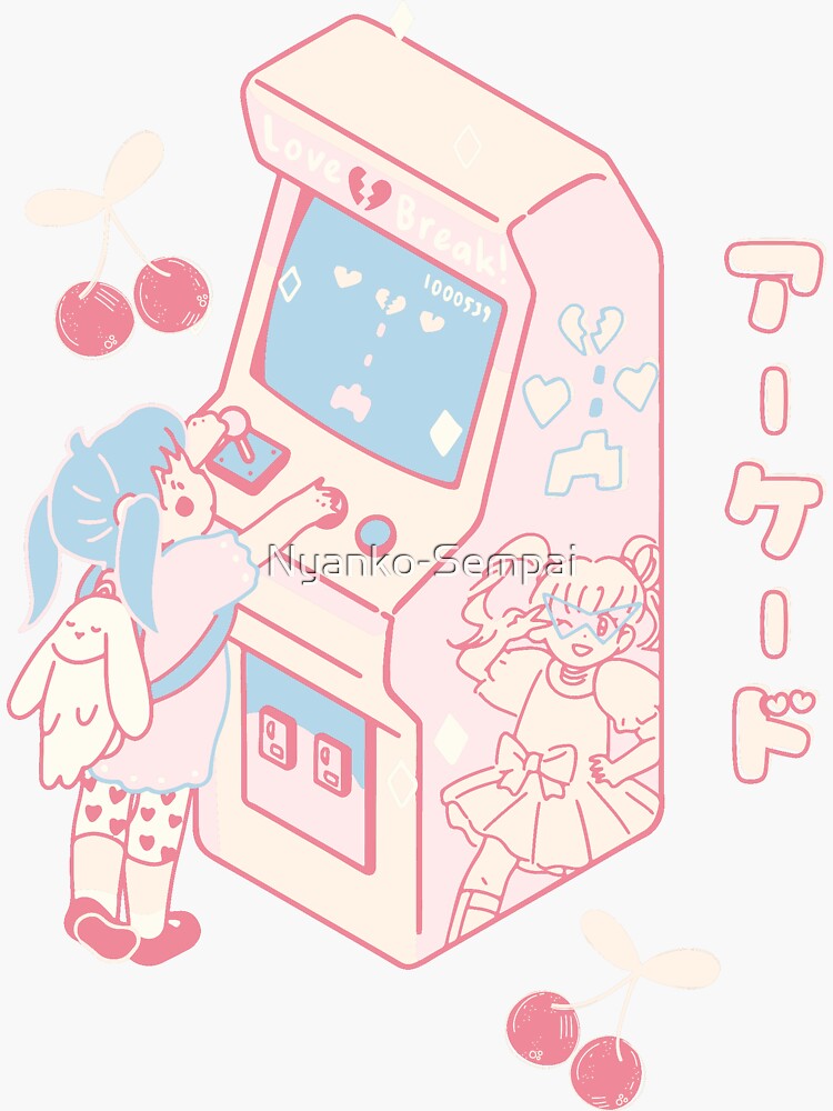 "Pastel Kawaii arcade girl" Sticker by Nyanko-Sempai | Redbubble