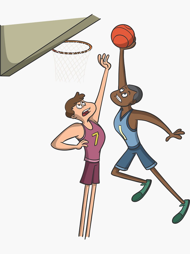 "Basketball Dunk and Block" Sticker for Sale by ansgarhugo | Redbubble