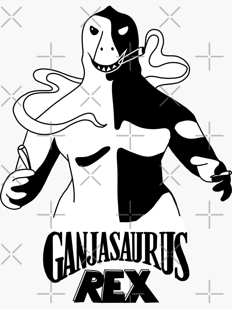 "Ganjasaurus Rex The 80s Retro Dinosaur Dude " Sticker for Sale by ...