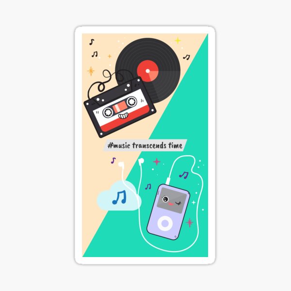 "Music Through Time Retro T-shirt " Sticker for Sale by BRANGODESIGNS ...