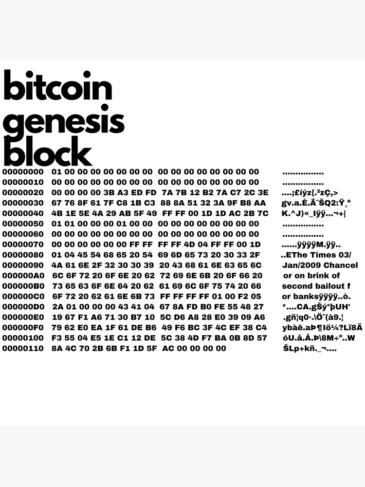 "Bitcoin Genesis Block" Poster for Sale by LeSavo | Redbubble