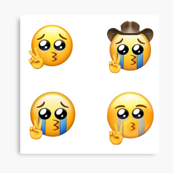 Crying Peace Sign Emoji Wall Art | Redbubble