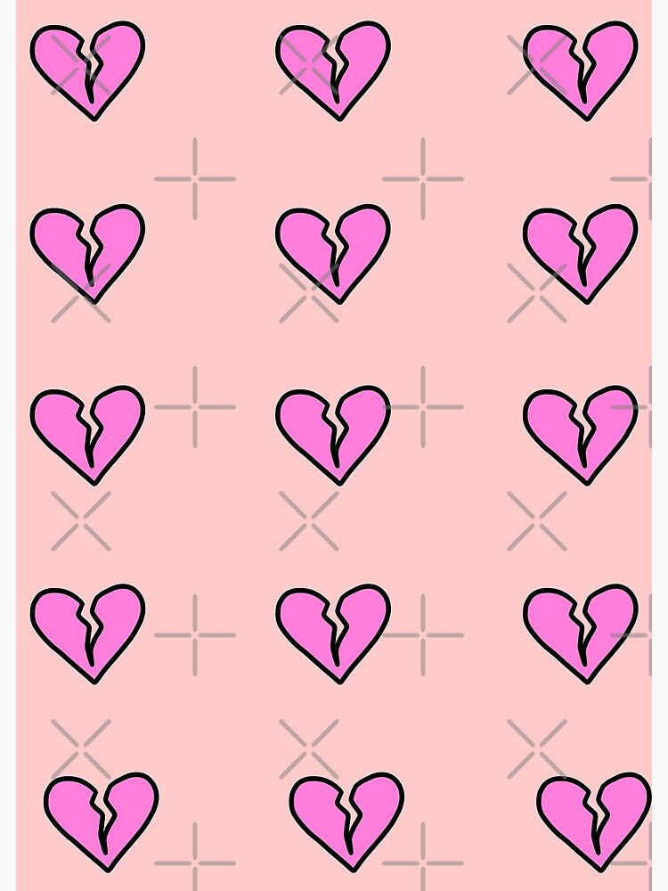 "Cute Adorable Sad Pink Broken Heart Set Pack" Poster for Sale by ...