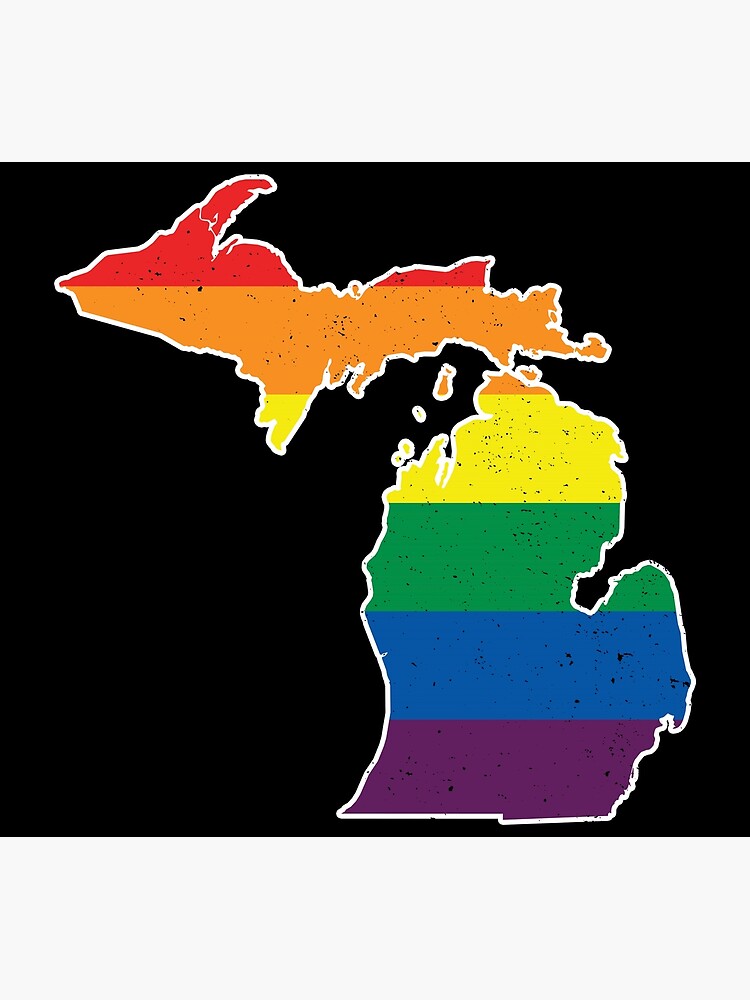 "Michigan Gay Pride Rainbow Flag - Distressed - LGBTQ" Poster by UBUCO ...