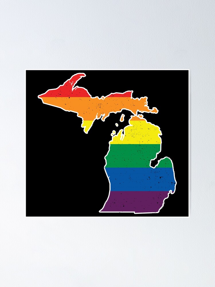 "Michigan Gay Pride Rainbow Flag - Distressed - LGBTQ" Poster by UBUCO ...