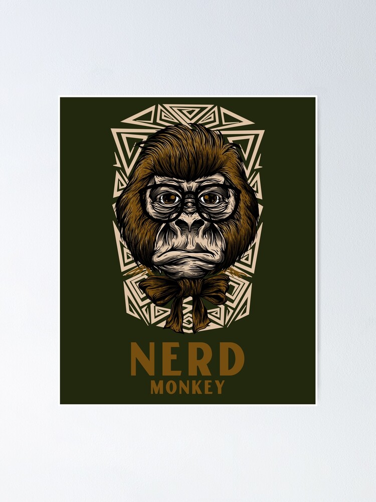 "Nerdy monkey face" Poster for Sale by mostanesta | Redbubble