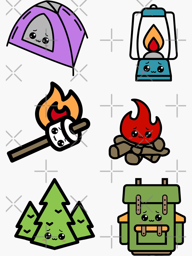 "Kawaii Camping Sticker Pack " Sticker for Sale by tristahx | Redbubble