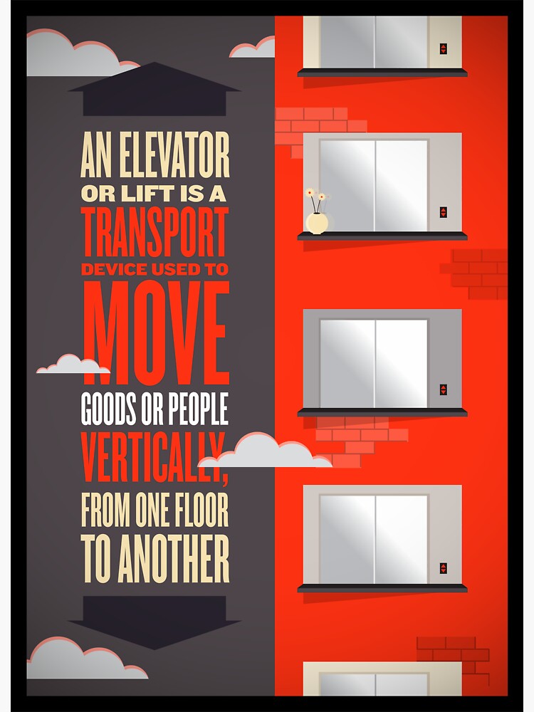 "Wikipedia Ilustrated: Elevator (or lift) definition" Sticker by ...