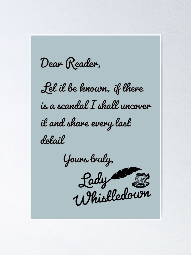 lady-whistledown-scandal-letter-to-reader-blue-poster-for-sale-by