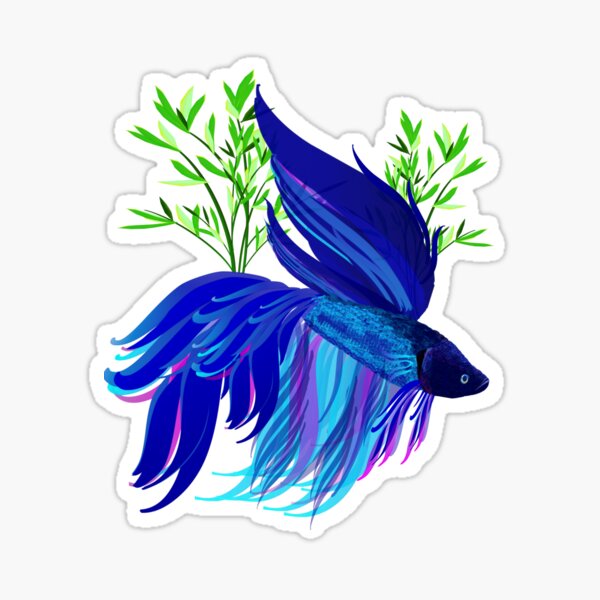 "Big Blue Siamese Fighting Fish" Sticker by Lotacats | Redbubble