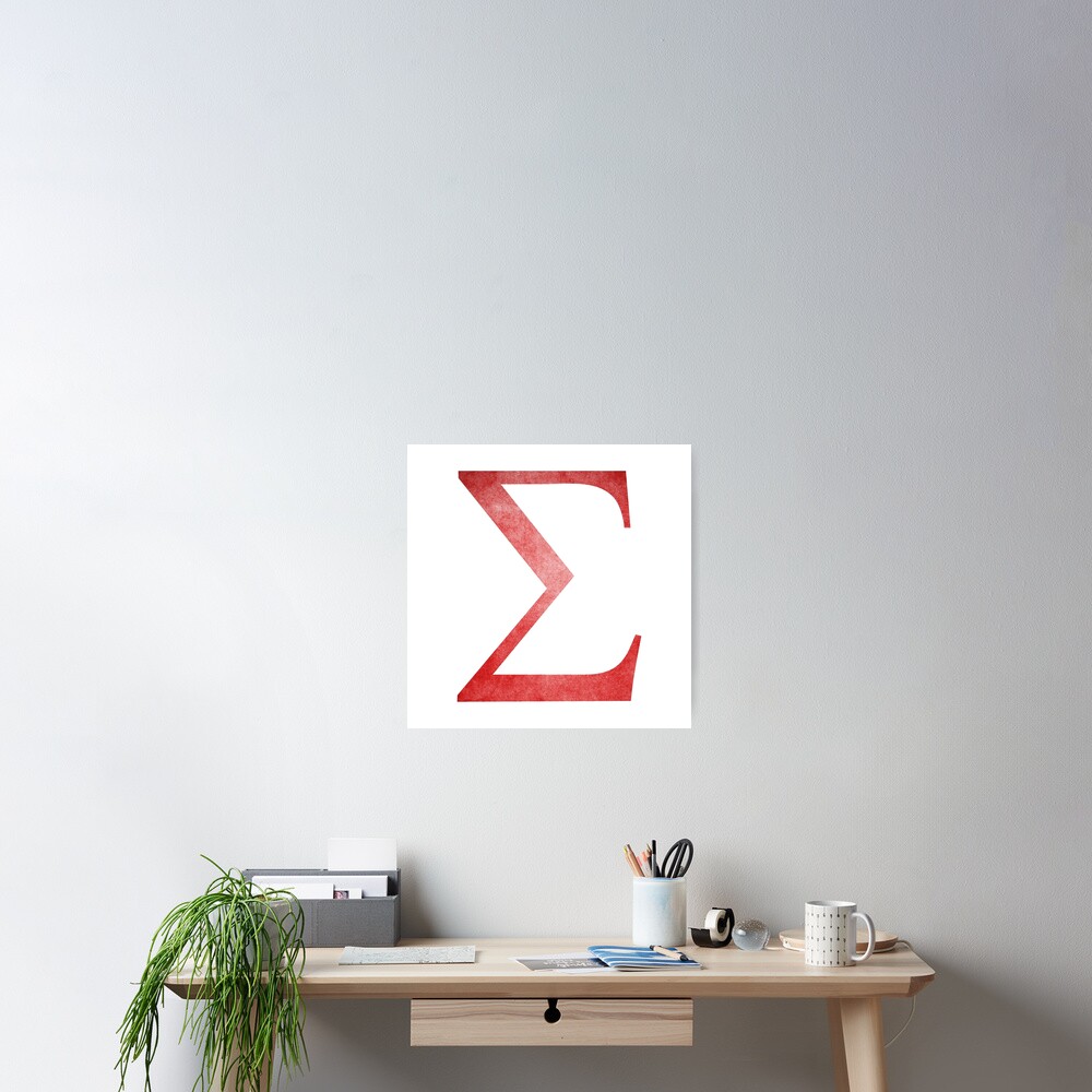 "Red Sigma Symbol" Poster for Sale by stevenplease | Redbubble
