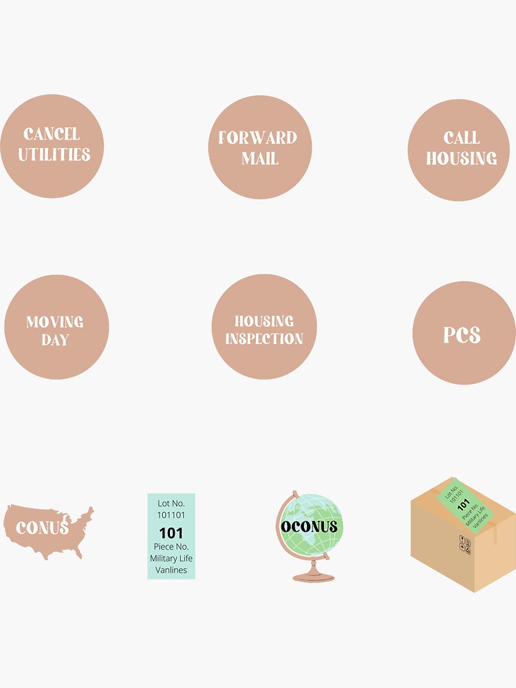 "Military PCS Moving Stickers" Sticker for Sale by AW101 | Redbubble
