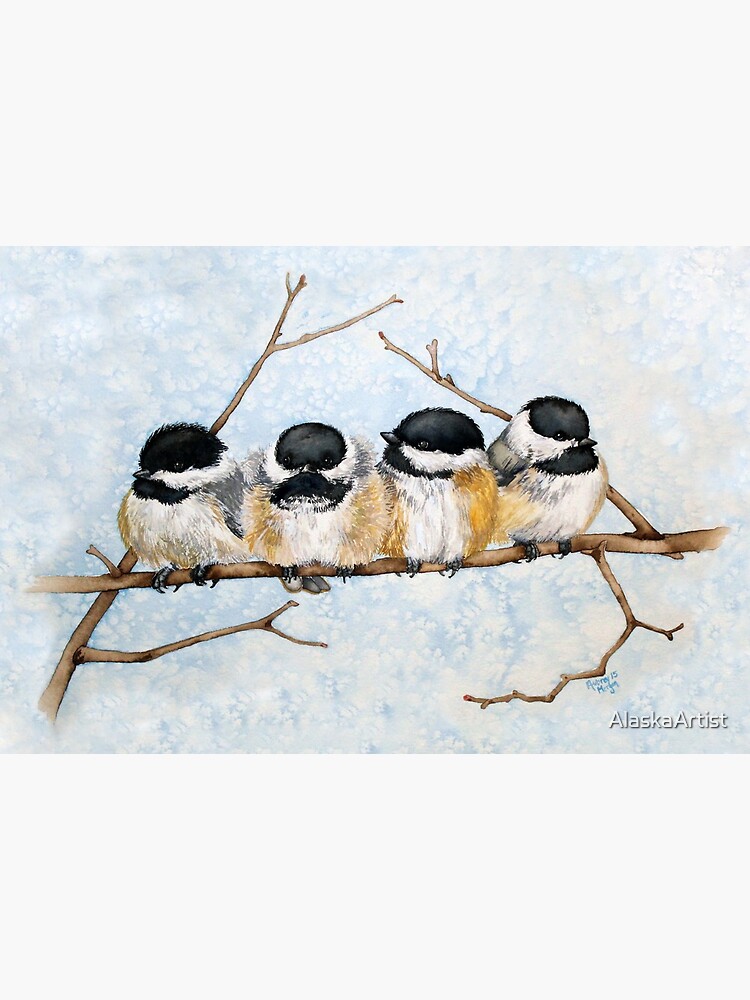 "Group of Black Capped Chickadees" Art Board Print for Sale by ...